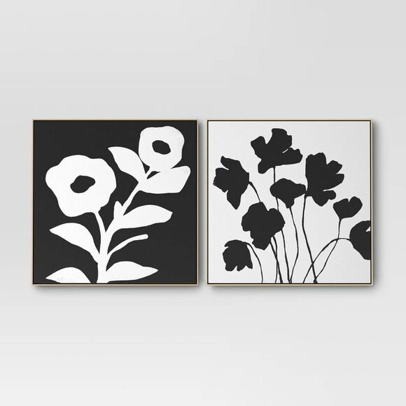 Threshold | Accents | Threshold Floral Minimalist Wall Art Canvas ...